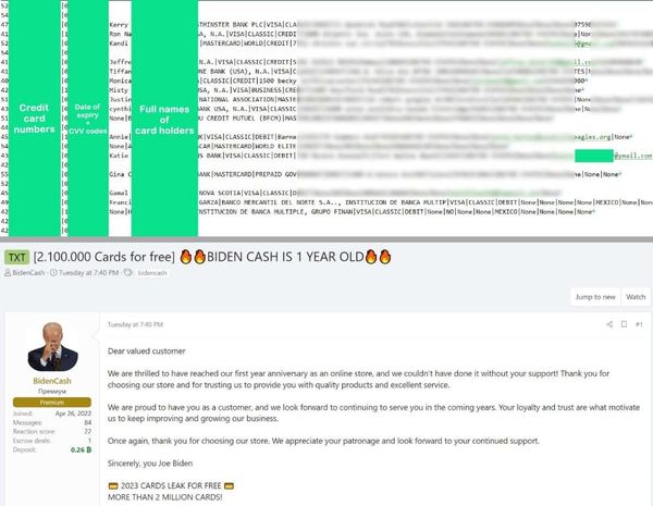 Carding marketplace leaks data on 2 million credit cards for free to celebrate 1-year anniversary