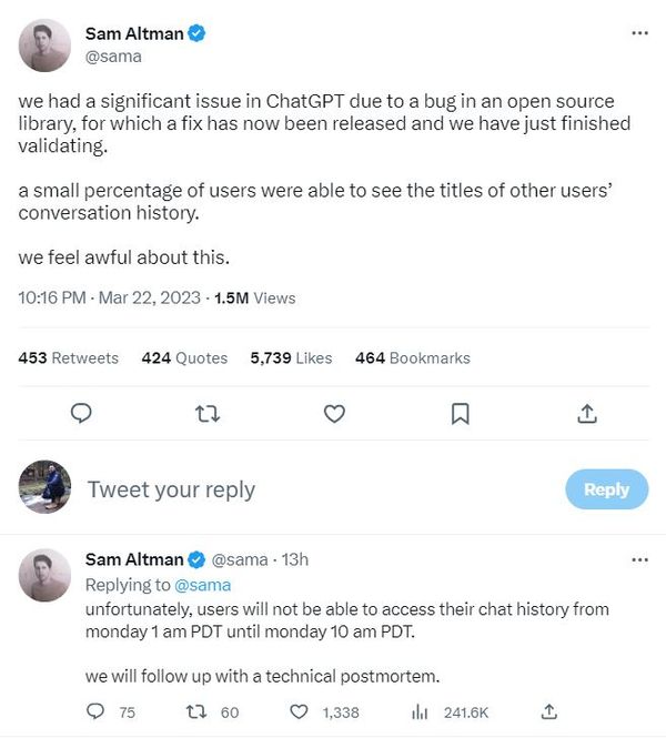ChatGPT Bug Leaks Users’ Chat Histories
