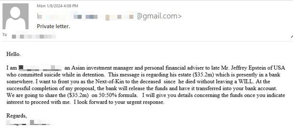 Bitdefender Labs spots a resurgence in Jeffrey Epstein advance fee scams