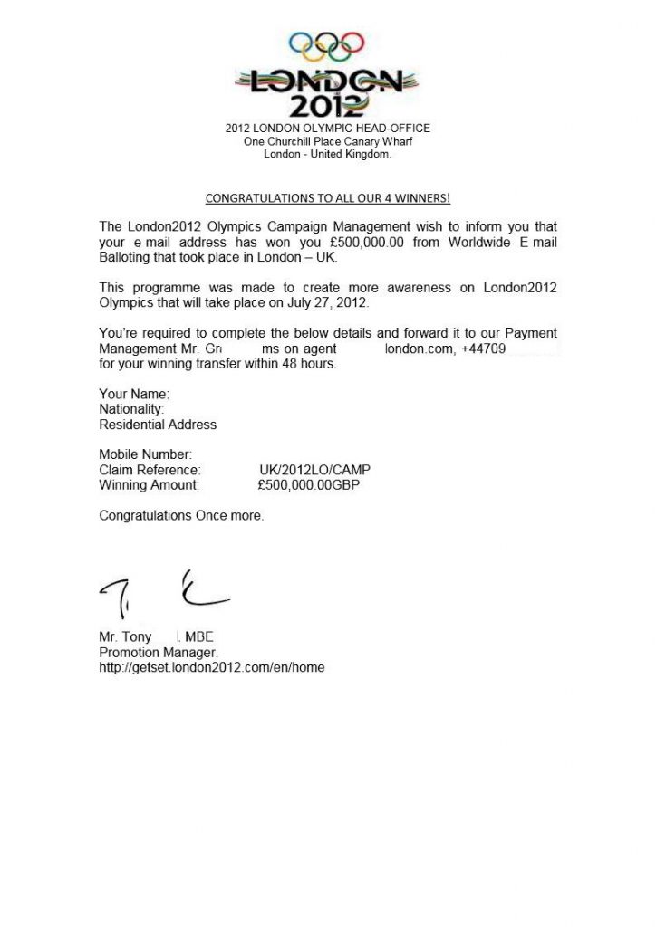 Olympics Award Scams Lead to Identity Theft