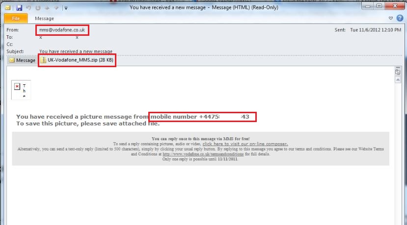 Malware Infects UK Vodafone Clients with MMS Disguise