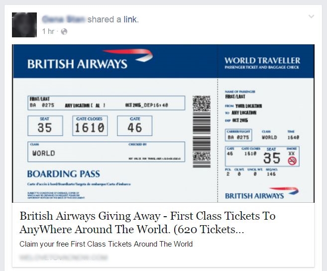 Beware of fake plane tickets hoax on Facebook