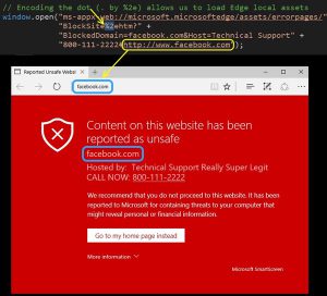 Scammers can trick Microsoft Edge into displaying fake security warnings