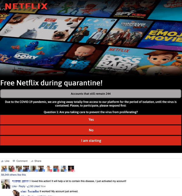 Free Netflix pass because of Coronavirus? It's a scam