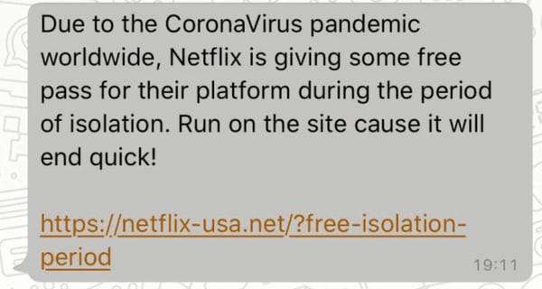 Free Netflix pass because of Coronavirus? It's a scam