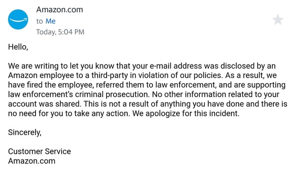 Amazon Fires Employee For Leaking Customer Data