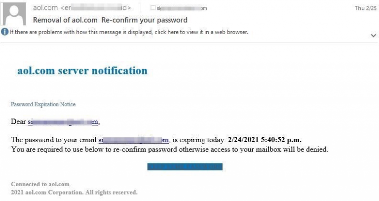 Cybercriminals Are Phishing For Login Credentials of AOL Users